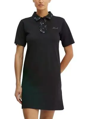 Karl Lagerfeld Sequin-embellished Polo Dress - Black