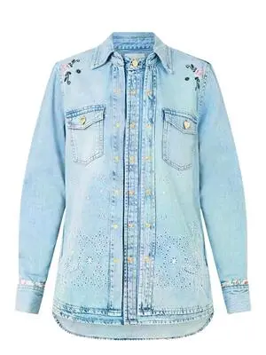 Camilla Layered Embroidered Shirt - Blue