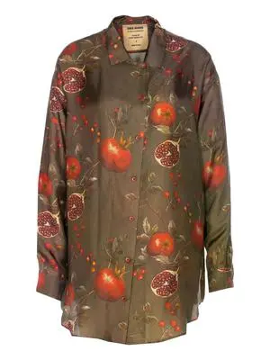 UMA WANG Pomegranate Print Buttoned Top - Brown