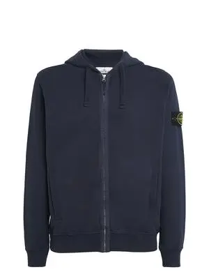 Stone Island Cotton Zip-Up Hoodie Navy