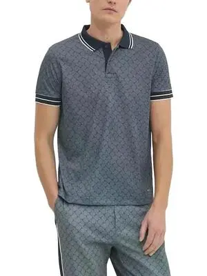 JOOP! Talon Cornflower Patterned Tipped Polo Shirt - Blue