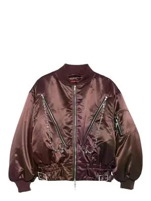 CHOPOVA LOWENA Chain-embellished Bomber Jacket - Brown