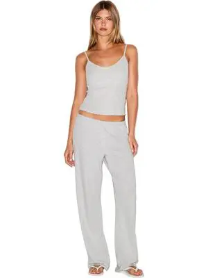 SKIMS Heavy Pointelle Straight Leg Pant Light Heather Grey