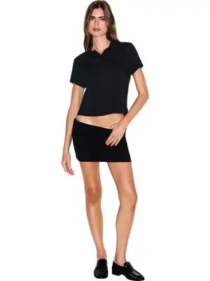 SKIMS Cotton Fleece Foldover Mini Skirt Onyx