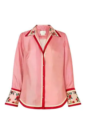 Camilla Floral-print Silk Shirt - Pink