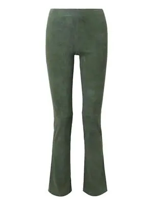 Stouls Jp Paneled Suede Flared Pants - Green