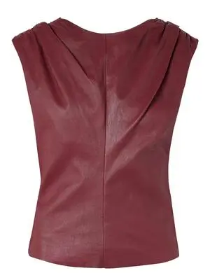 Stouls Dolores Gathered Leather Top - Burgundy