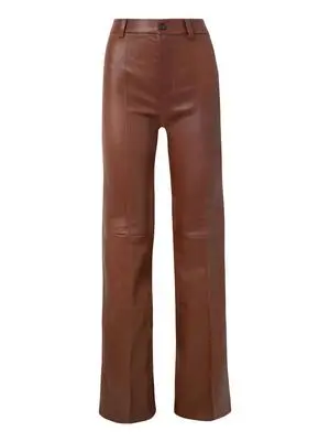 Stouls Lizzy Flared Leather Pants - Brown