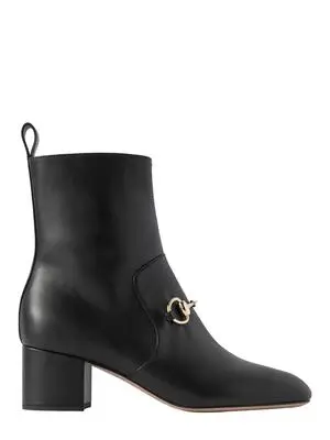 Gucci Lady Horsebit-detailed Leather Ankle Boots - Black