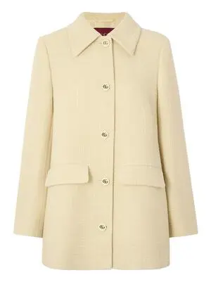 Gucci Wool-blend Tweed A-line Coat - Cream