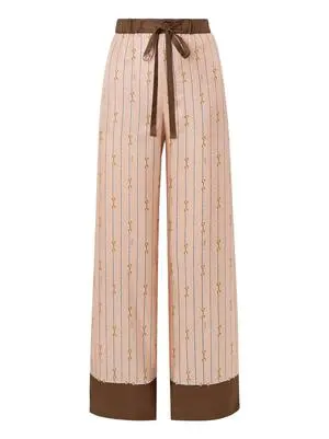 Gucci Striped Silk-twill Wide-leg Pants - Brown
