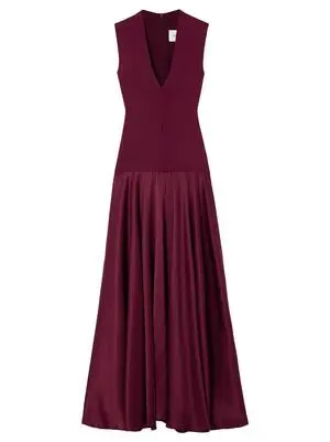 ESSE STUDIOS Illi V Jersey And Silk-satin Maxi Dress - Burgundy