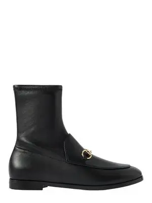 Gucci Jordaan Horsebit Leather Ankle Boots - Black