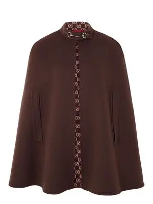 Gucci Embellished Wool And Silk-blend Cape - Brown