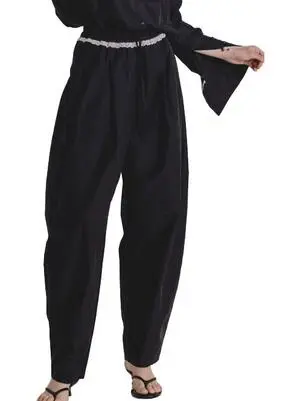 ALAS Cotton Silk Barrel Leg Pants - Black