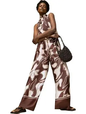 RO&ZO Printed Wide Leg Trousers