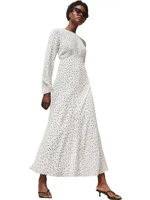 RO&ZO Polka Dot Tie Back Midi Dress - White