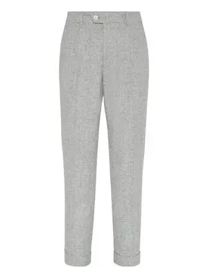 Brunello Cucinelli Prince Of Wales Trousers - Light Grey