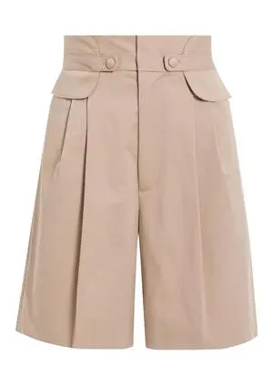 Red Valentino Pleated Cotton-blend Twill Shorts - Sand