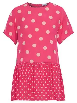 Red Valentino Polka Dot Silk Crepe De Chine Mini Dress - Pink