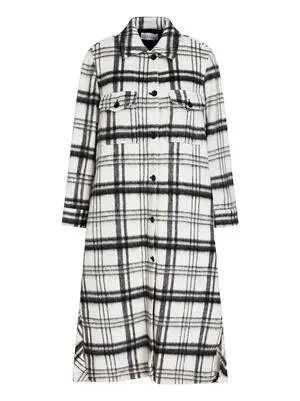 Red Valentino Checked Brushed Wool-blend Felt Coat - White