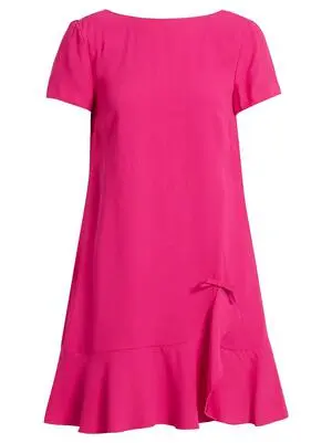 Red Valentino Ruffled Crepe Mini Dress - Fuchsia