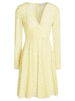 Red Valentino Printed Silk Crepe De Chine Mini Dress - Pastel Yellow