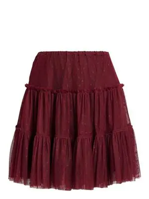 Red Valentino Point D'esprit Mini Skirt - Burgundy
