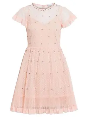 Red Valentino Crystal-embellished Point D'esprit Mini Dress - Blush