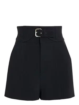 Red Valentino Belted Crepe Shorts - Black