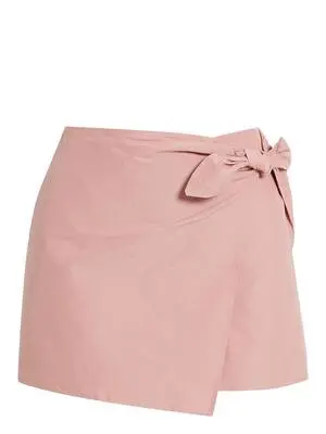 Red Valentino Bow Detailed Cotton-blend Poplin Skort - Antique Rose