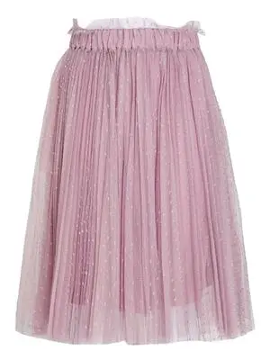Red Valentino Pleated Point D'esprit Midi Skirt - Lilac
