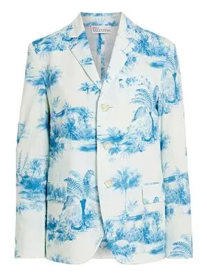Red Valentino Printed Cotton Blazer - Light Blue