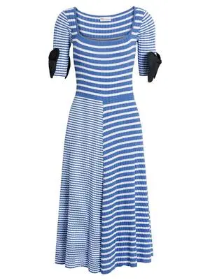 Red Valentino Striped Knit Midi Dress - Blue