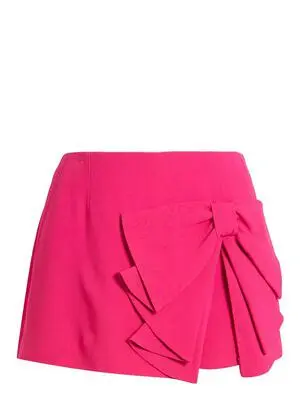 Red Valentino Crepe Skirt-style Overlay Shorts With Bow - Fuchsia