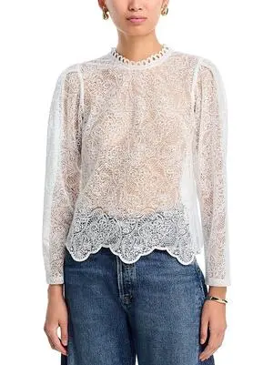 Aqua Lace Long Sleeve Top - White