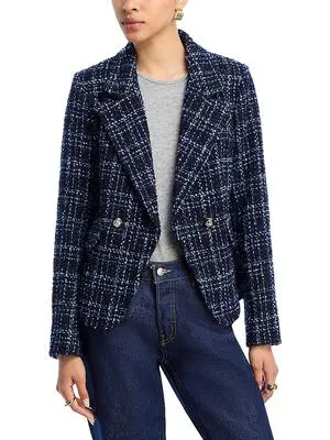 Aqua Tweed Double-breasted Blazer - Blue/black