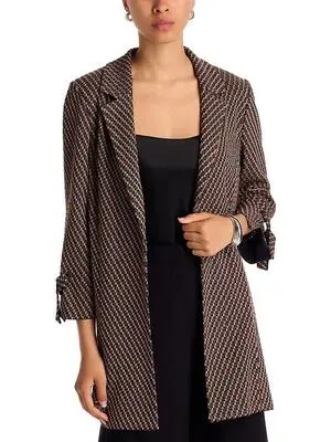 Misook Jacquard Knit Three Quarter Sleeve Jacket - Charmeuse/black