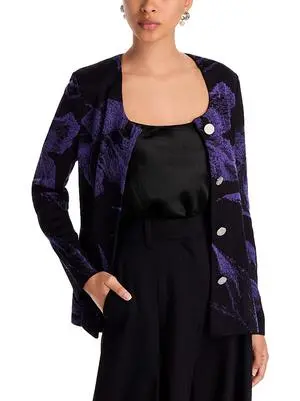 Misook Heritage Knit Jacket - Concord Purple/black