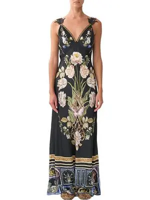 Camilla Silk Bias Cut Floral Print Dress - Ottoman Elegance