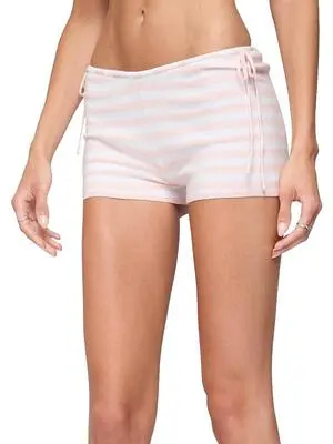 EDIKTED Janelle Striped Knit Shorts - Light Pink