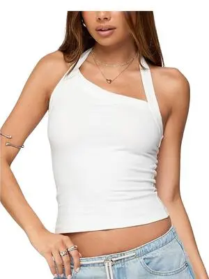 EDIKTED Kylan Asymmetric Halter Top - White