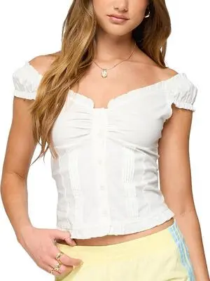 EDIKTED Arlow Ruffle Button-Up Top