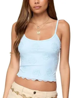 EDIKTED Clarence Beaded Tank Top - Light-blue