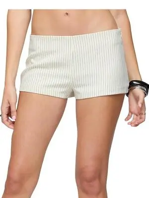 EDIKTED Pinstripe Shorts - Cream