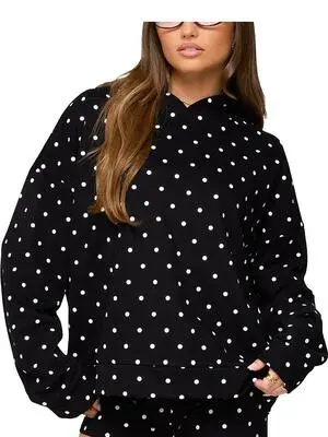 EDIKTED Polka Dot Hoodie - Black And White