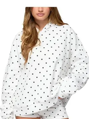 EDIKTED Polka Dot Hoodie - White