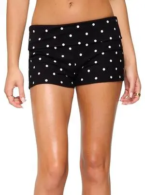 EDIKTED Polka Dot Foldover Shorts - Black And White