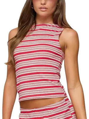 EDIKTED Glennon Striped Top - Red And White