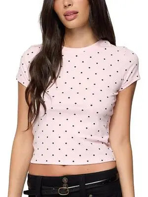 EDIKTED Lorenzo Polka Dot T-Shirt Light Pink